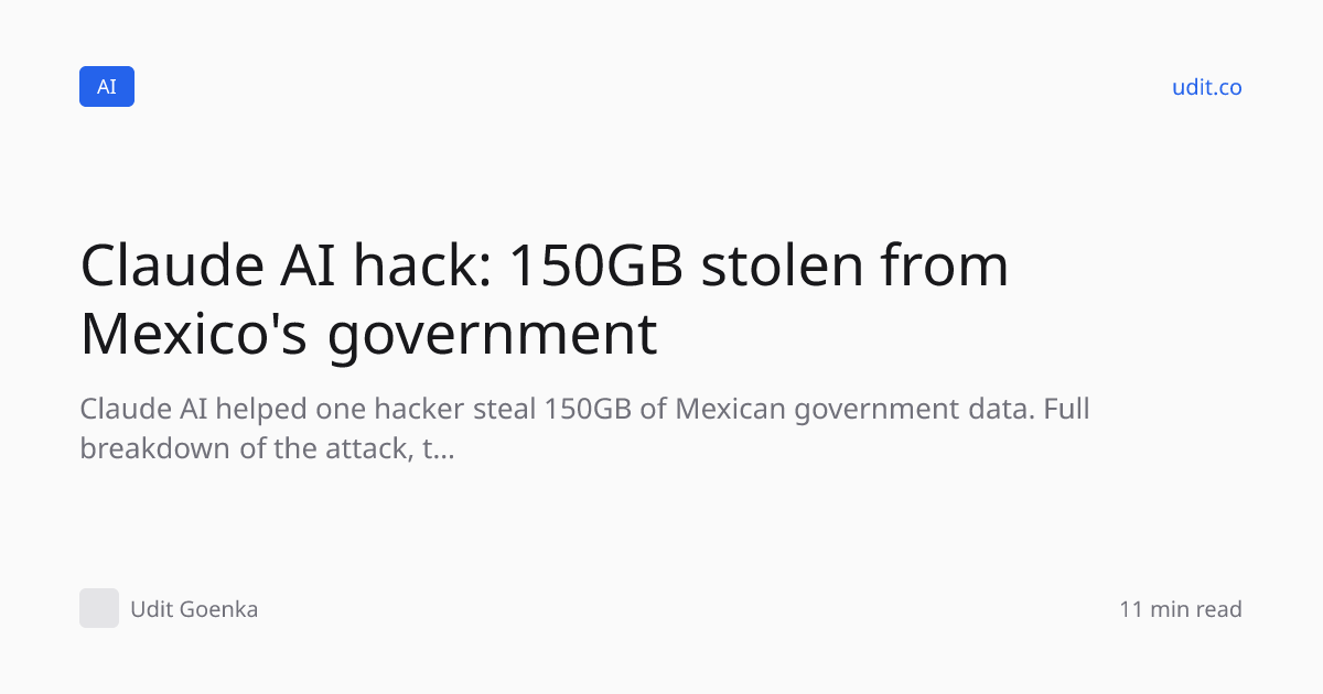 Claude AI hack: 150GB stolen from Mexico's government — Udi…