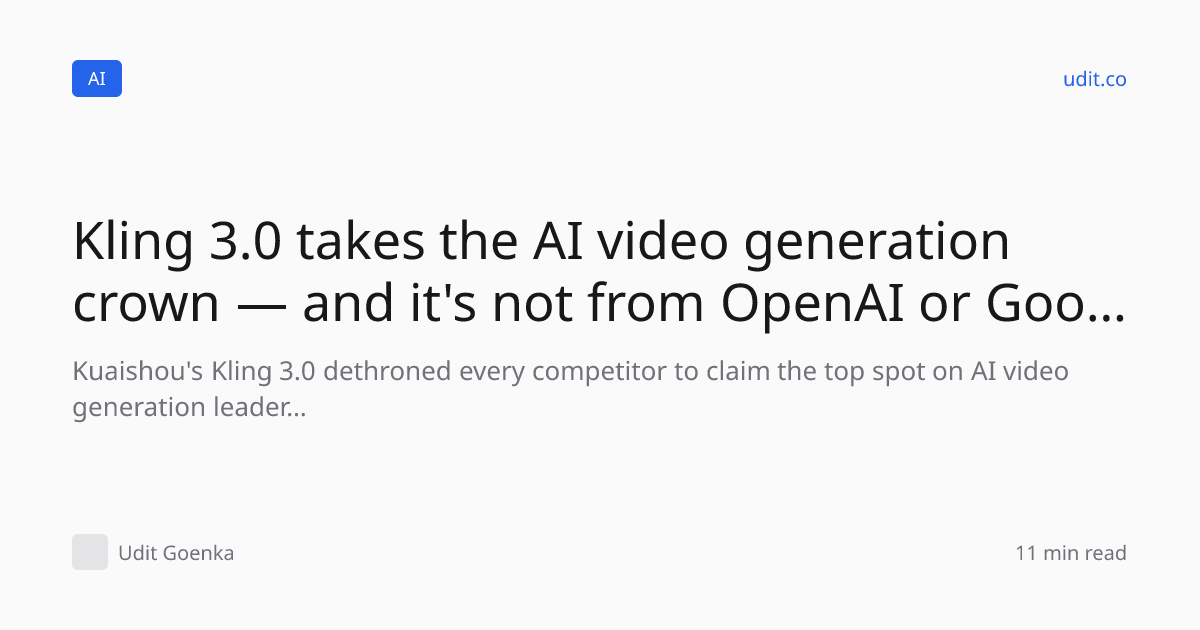 Kling 3.0 takes the AI video generation crown — and it's no…